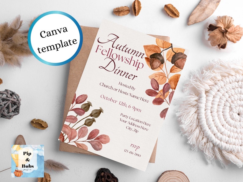 Christian Fellowship Editable Invitation Autumn Fall Ladies Fellowship ...