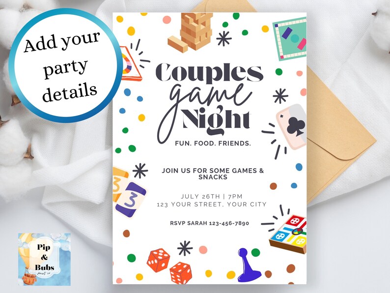 Couples Game Night Editable Invitation Customizable Invite Template ...