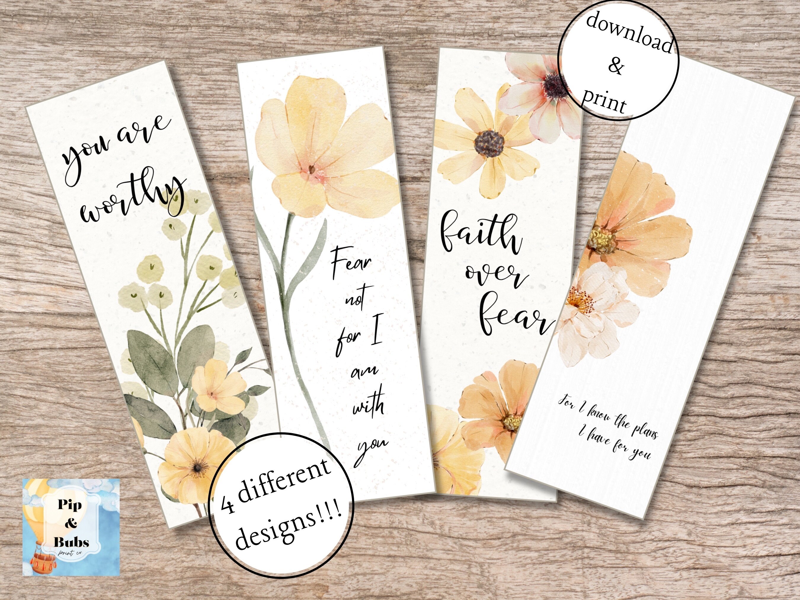 Floral Faith Printable Bookmarks Faith Over Fear Motivational Printable ...