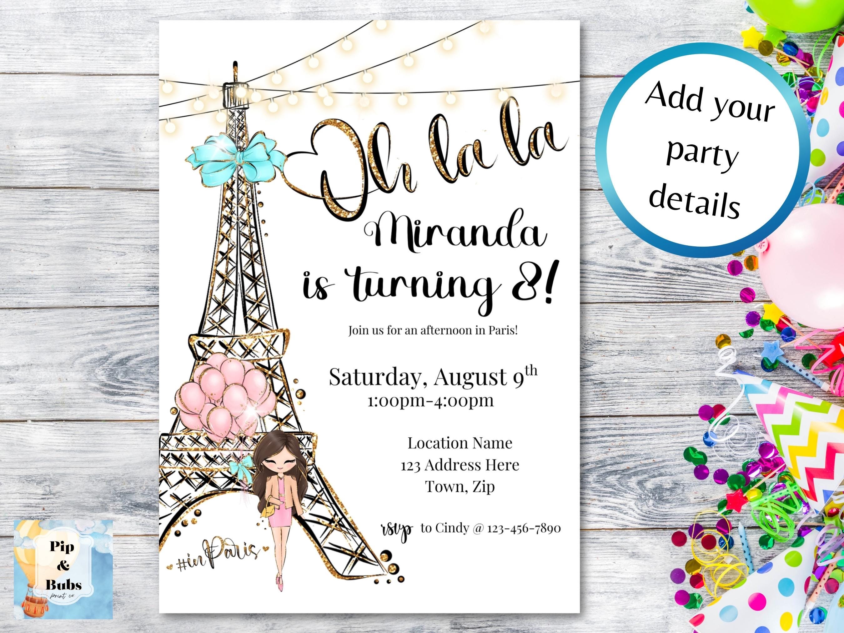 Paris Birthday Editable Invitation Pastel Girls Invite Oh La La ...