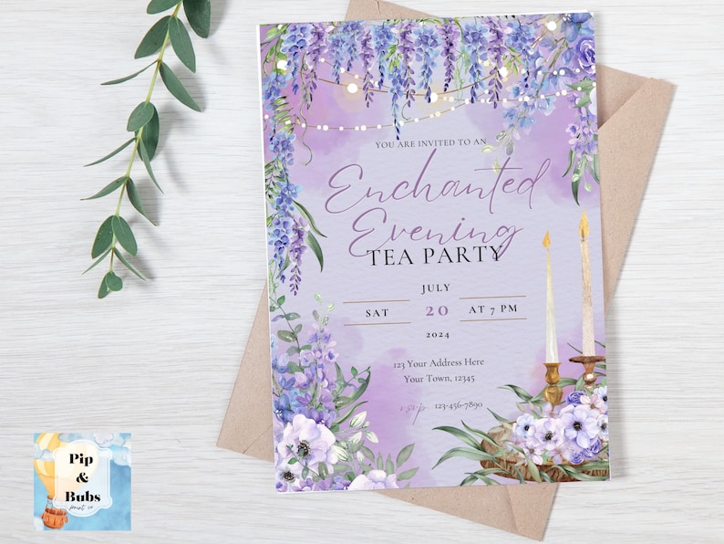 Enchanted Evening Editable Invitation Tea Party Canva Invitations ...