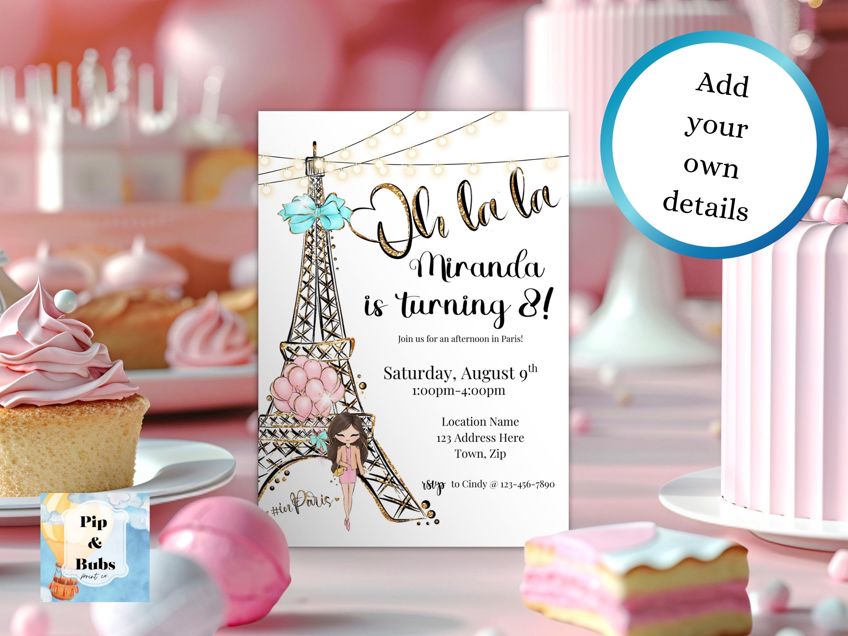 Paris Birthday Editable Invitation Pastel Girls Invite Oh La La ...