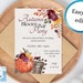Bloom Bar Editable Invitation Autumn Fall Themed Flower Arrangement ...