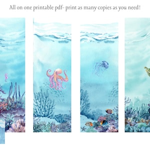 Ocean Printable Bookmarks Under Water Summer Beach Coral Reef Theme - Etsy