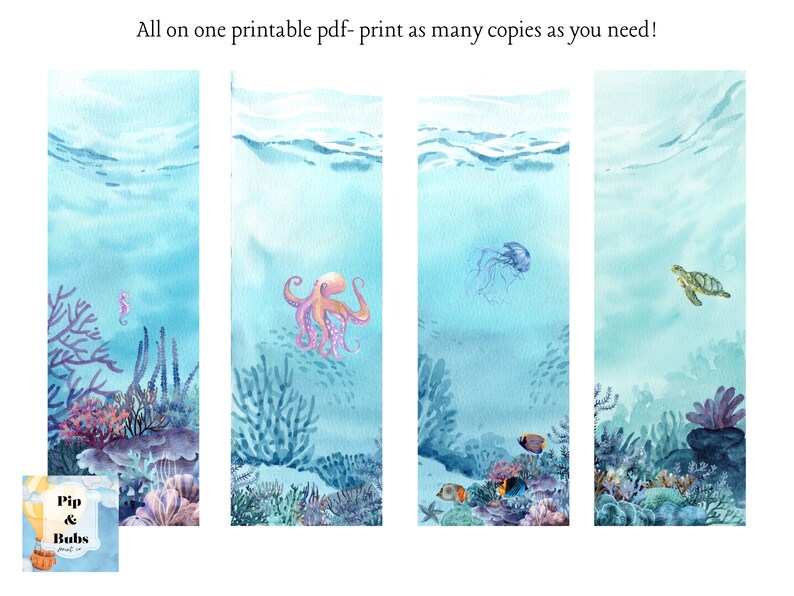 Ocean Printable Bookmarks Under Water Summer Beach Coral Reef Theme - Etsy