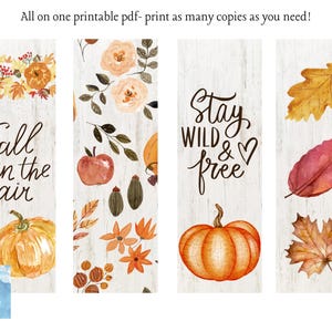 Fall Printable Bookmarks Fall is in the Air Pumpkin Printables - Etsy