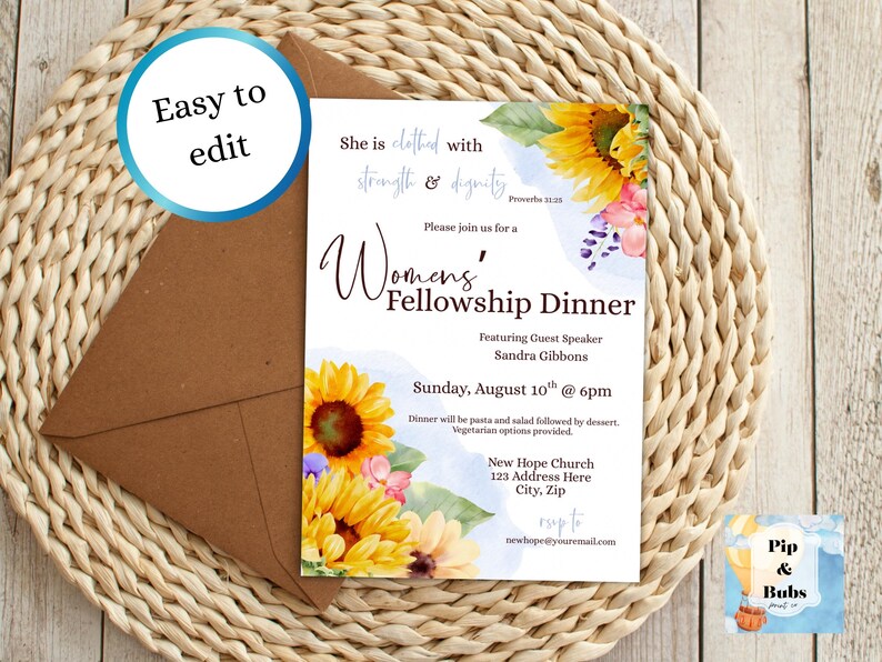 Editable Fellowship Dinner Invitation Canva Invitations Digital Invite ...