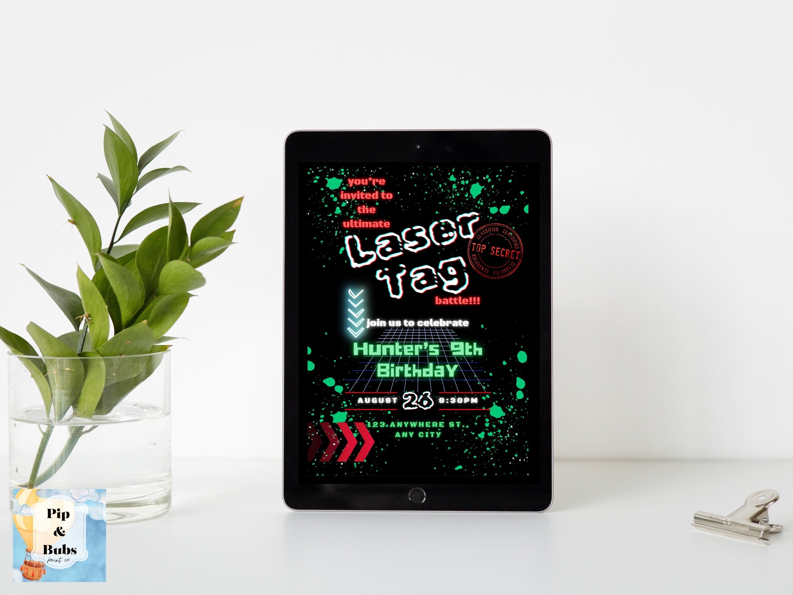 Laser Tag Birthday Editable Invitation Laser Tag Party Neon - Etsy