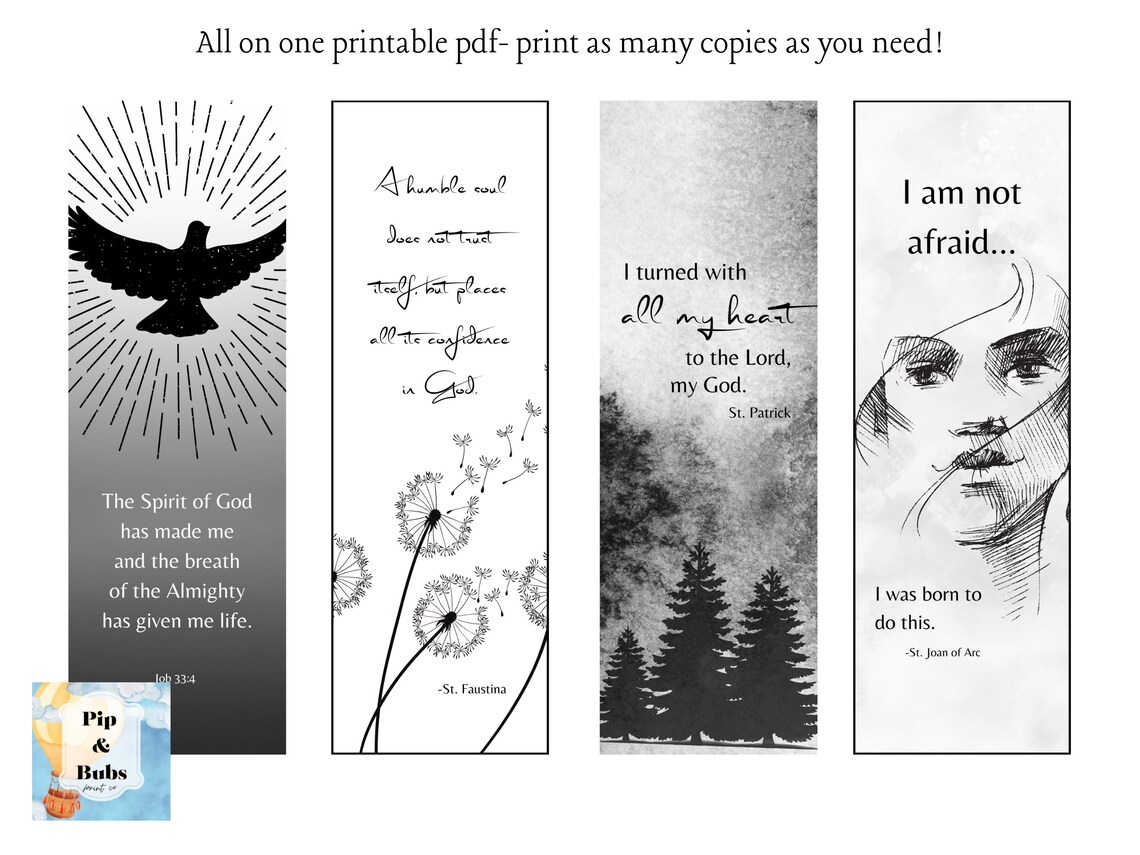 Catholic Saint Printable Bookmarks Inspirational Saint Quotes Gift for ...