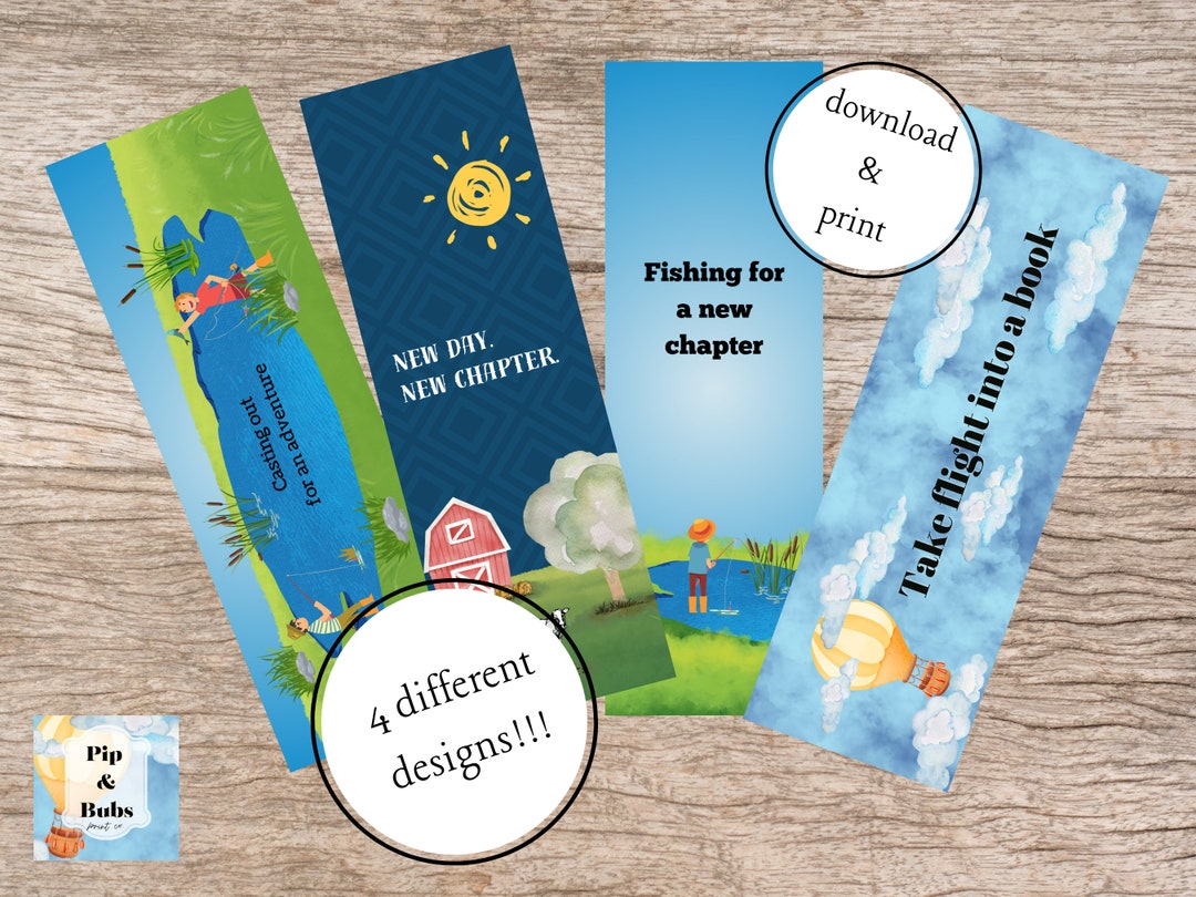 Boys Printable Bookmarks Whimsical Set of 4 Designs for Boys Gift Party ...