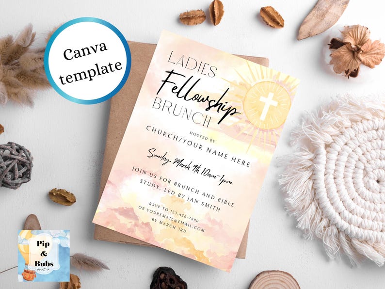 Ladies Brunch Editable Invitation Christian Fellowship Sunrise Sonrise ...