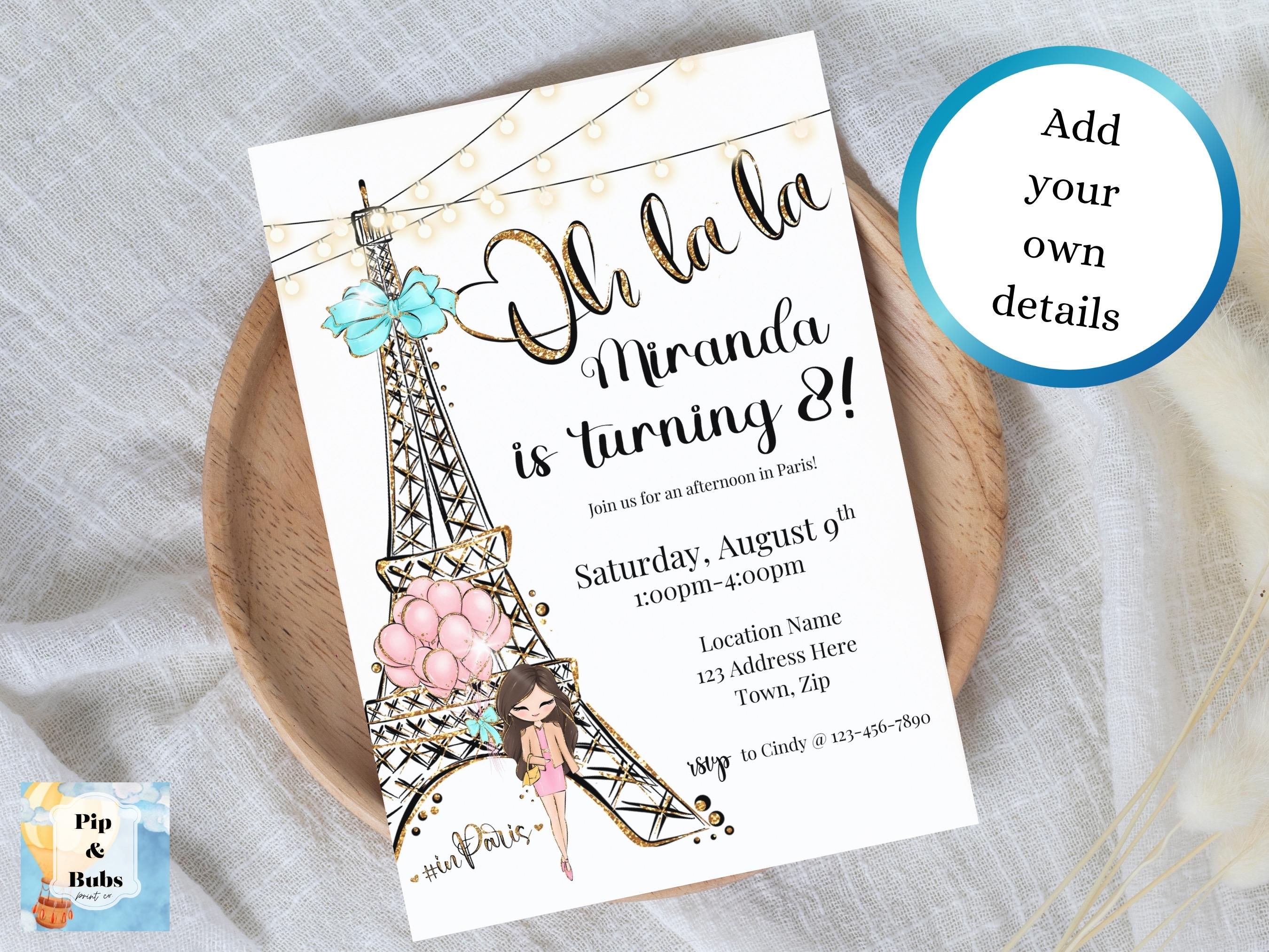 Paris Birthday Editable Invitation Pastel Girls Invite Oh La La ...