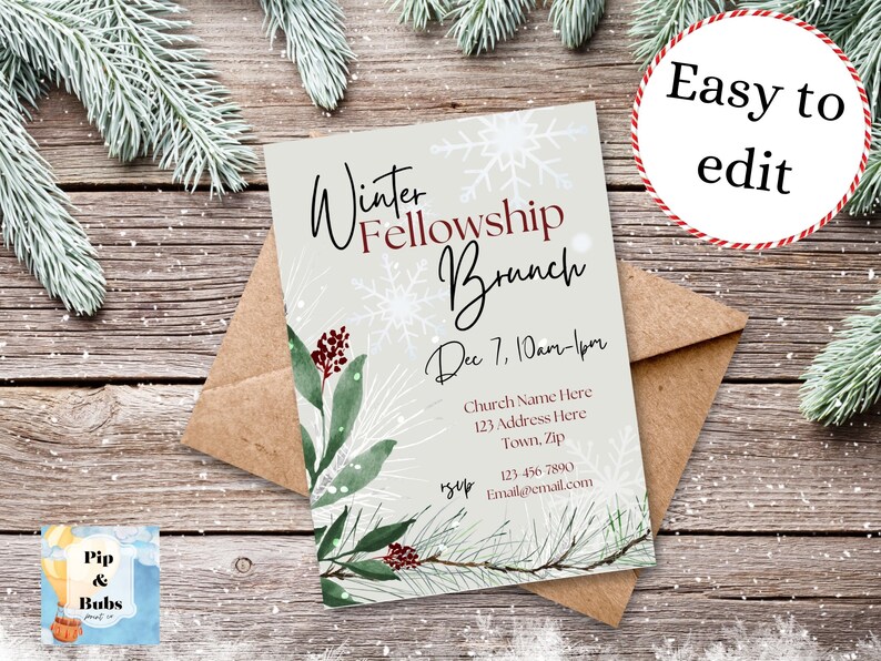 Christian Fellowship Editable Invitation Canva Invitations Digital ...