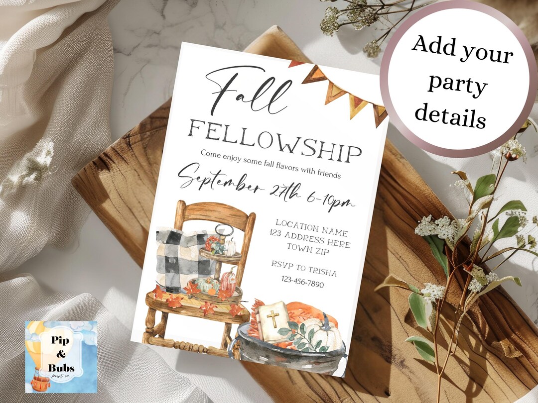 Fall Fellowship Invitation Template: Cozy Christian Bible Study ...