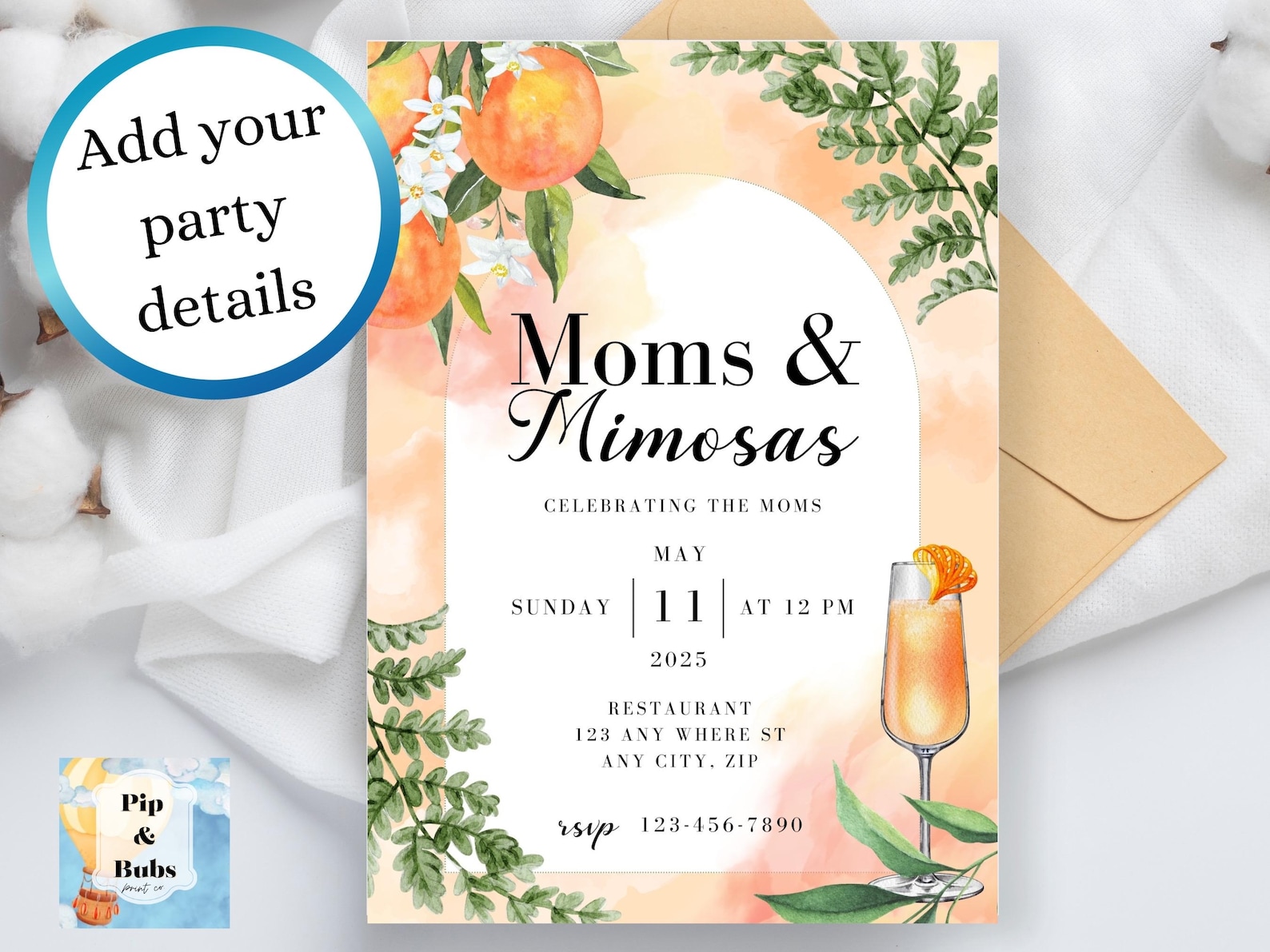 Mother’s Day Brunch Editable Invitations Moms and Mimosas Printable ...