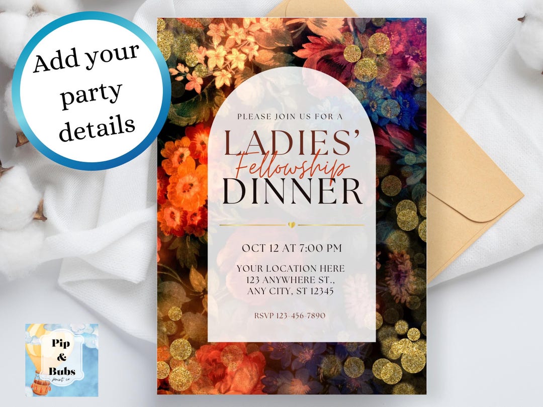 Ladies' Fellowship Invitation: Deep Floral Christian Invite (digital ...