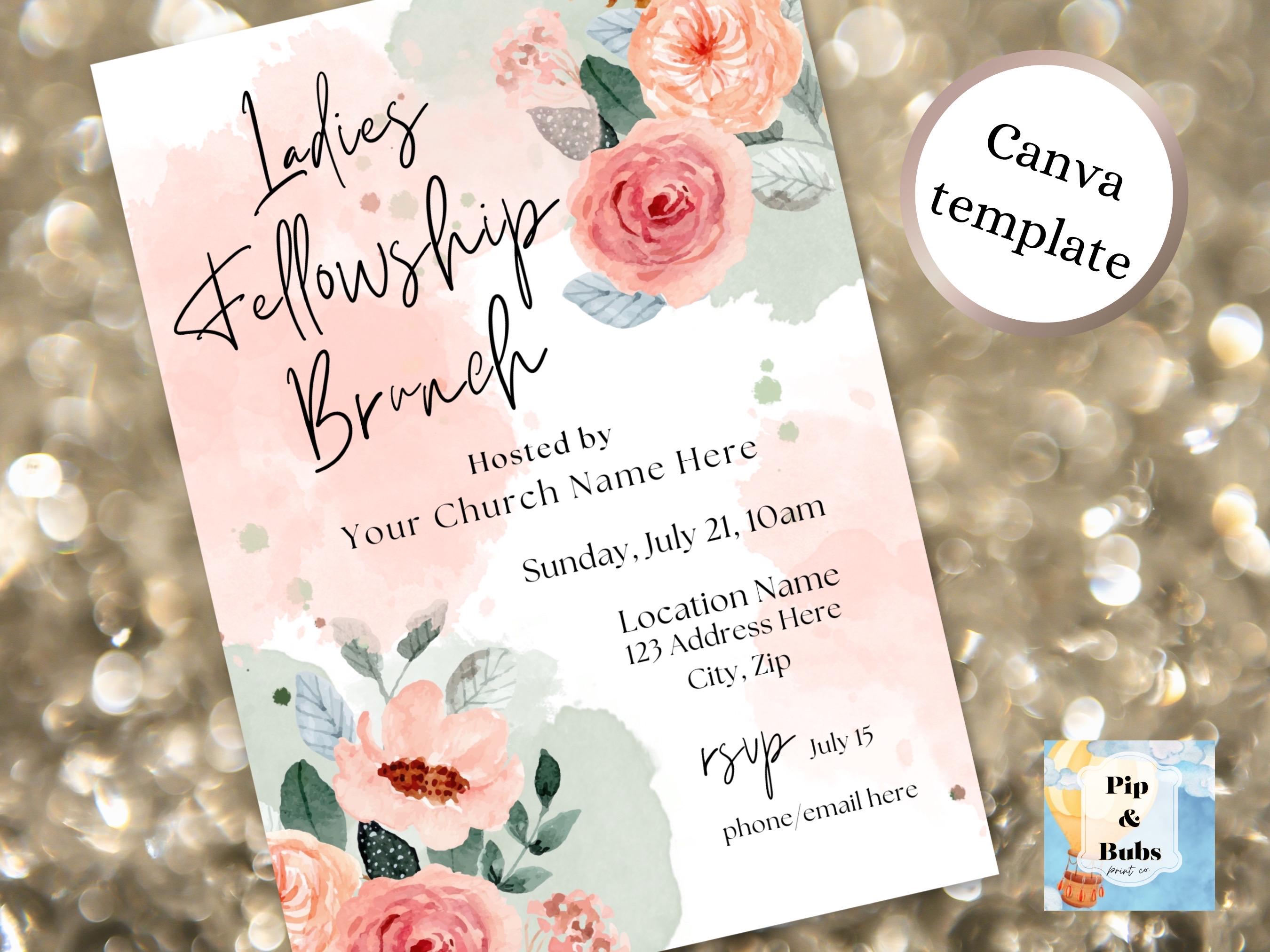 Women’s Fellowship Editable Invitation Ladies Brunch Christian Bible ...
