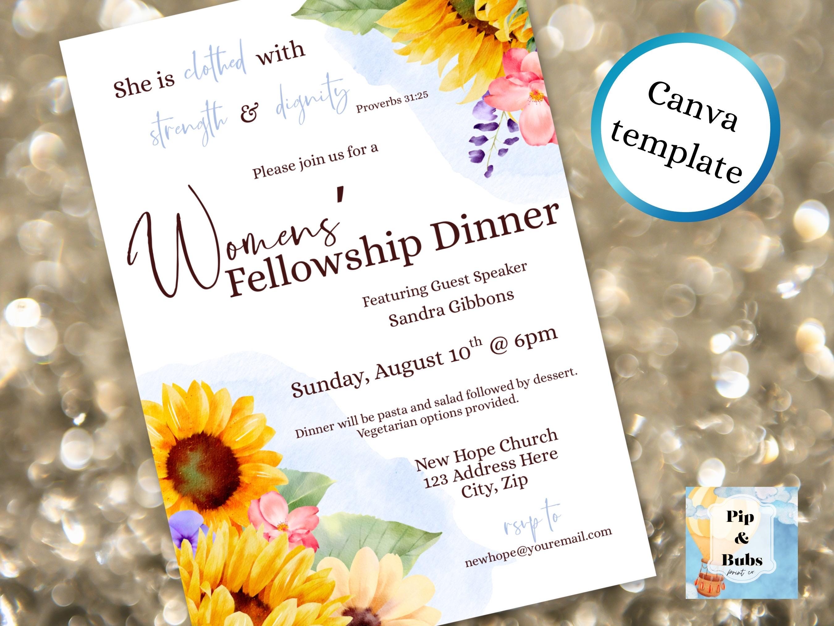 Editable Fellowship Dinner Invitation Canva Invitations Digital Invite ...