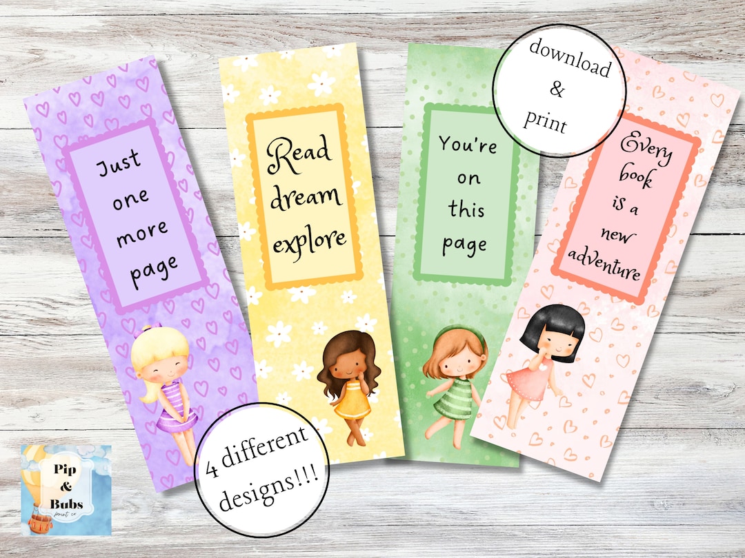 Kids Printable Bookmarks for Girls Cute Multi Racial - Etsy