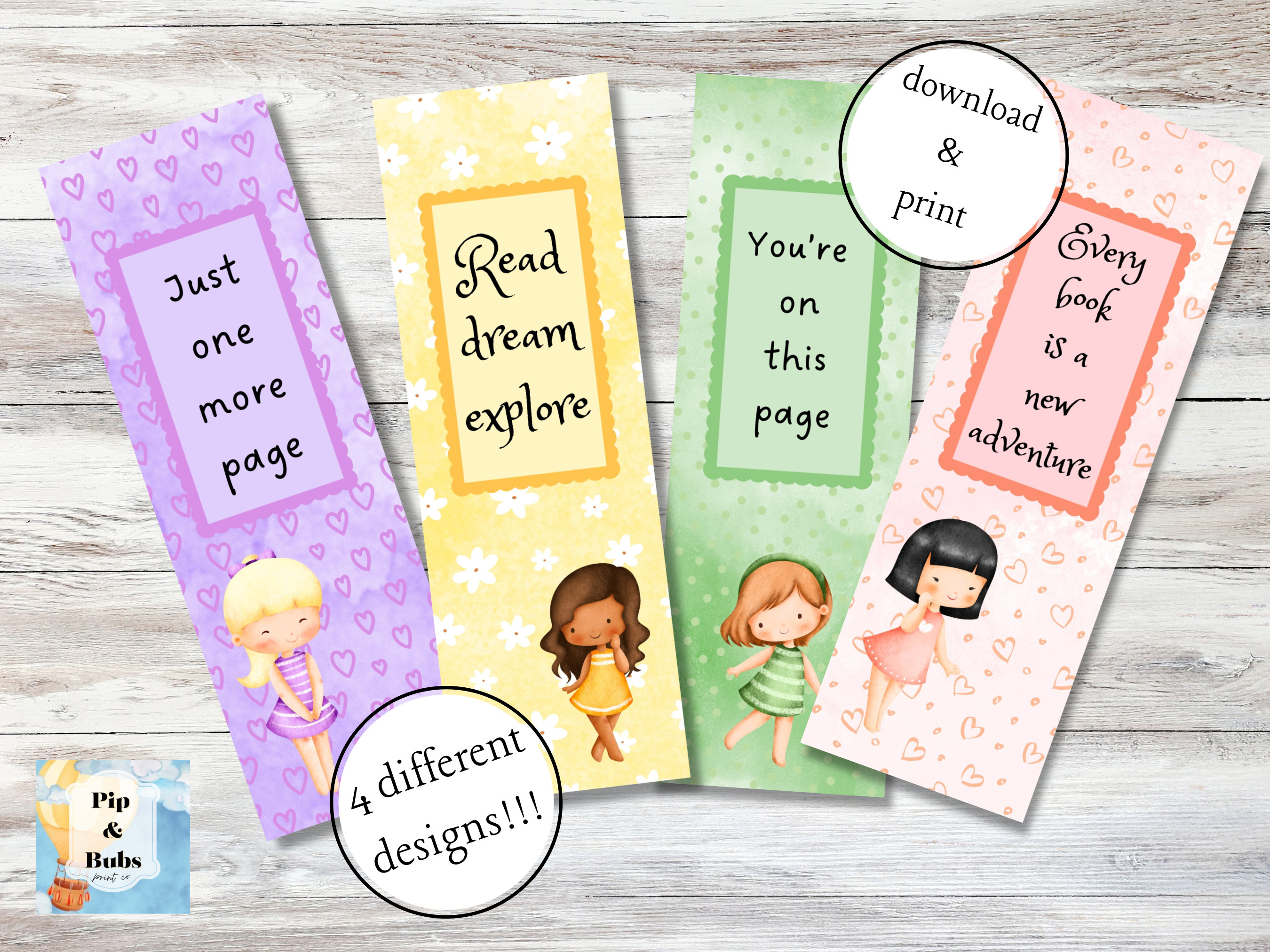 Kids Printable Bookmarks for Girls Cute Multi Racial - Etsy