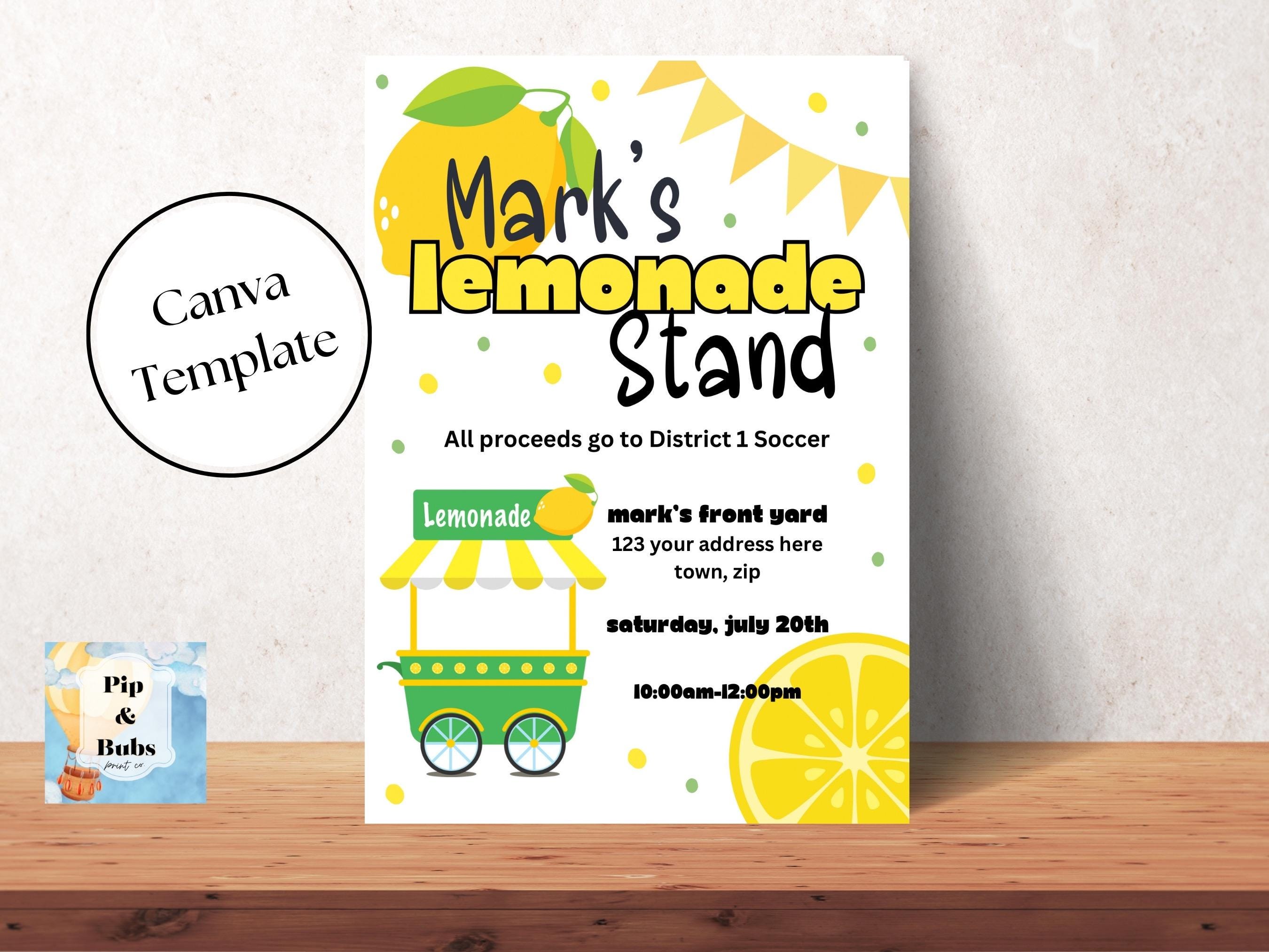 Lemonade Stand Flyer Printable Digital Download for Fundraising ...