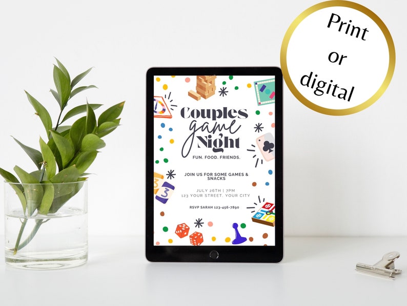 Couples Game Night Editable Invitation Customizable Invite Template ...
