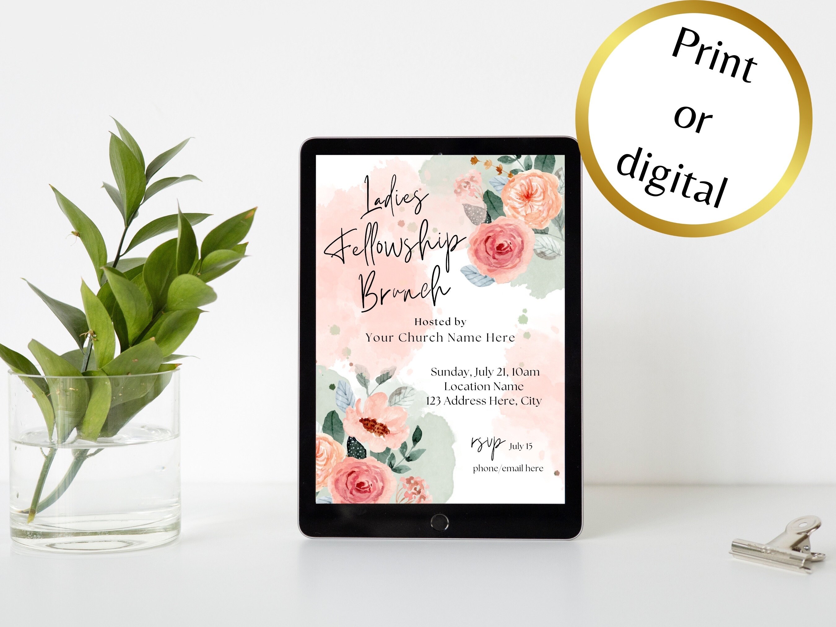 Women’s Fellowship Editable Invitation Ladies Brunch Christian Bible ...