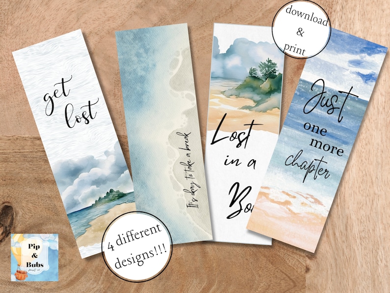 Strand Lesezeichen 4er Set Aquarell Get Lost Geschenk für Sie, Geschenk ...