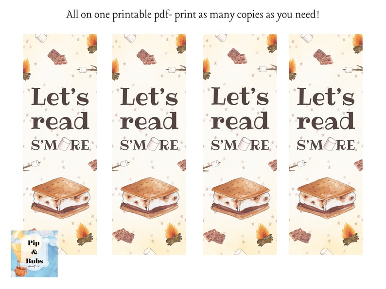 S'mores Printable Bookmarks: Kids Summer Camp, VBS (digital Download ...