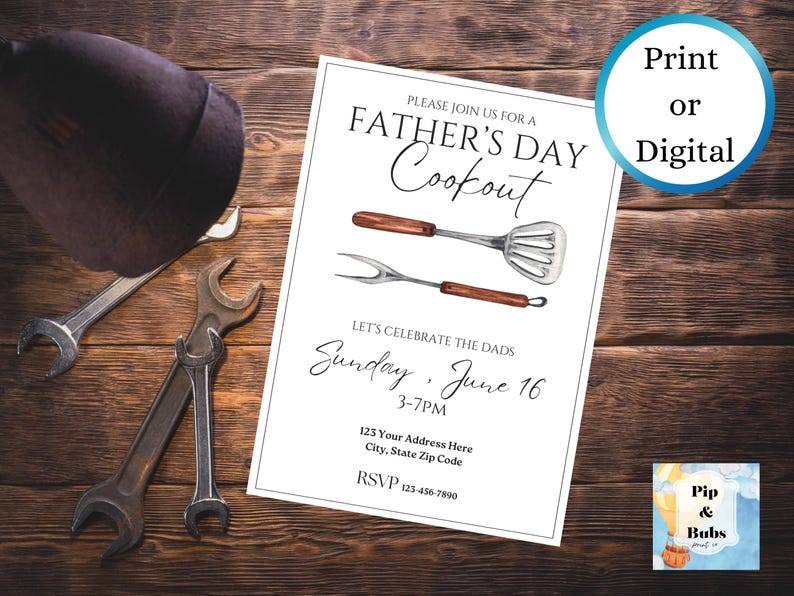 Father’s Day Cookout Editable Invitation Dad’s Invite - Etsy