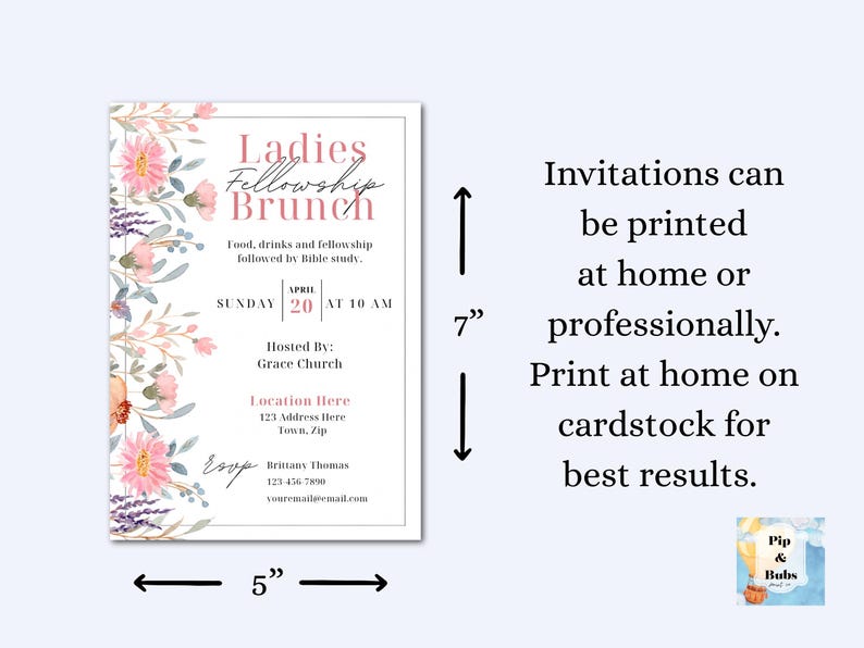 Christian Fellowship Editable Invitation Ladies Brunch Bible Study ...