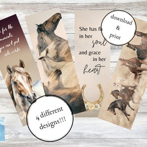 Horse Lover Printable Bookmark Set of 4 Inspirational Sayings Gift for ...