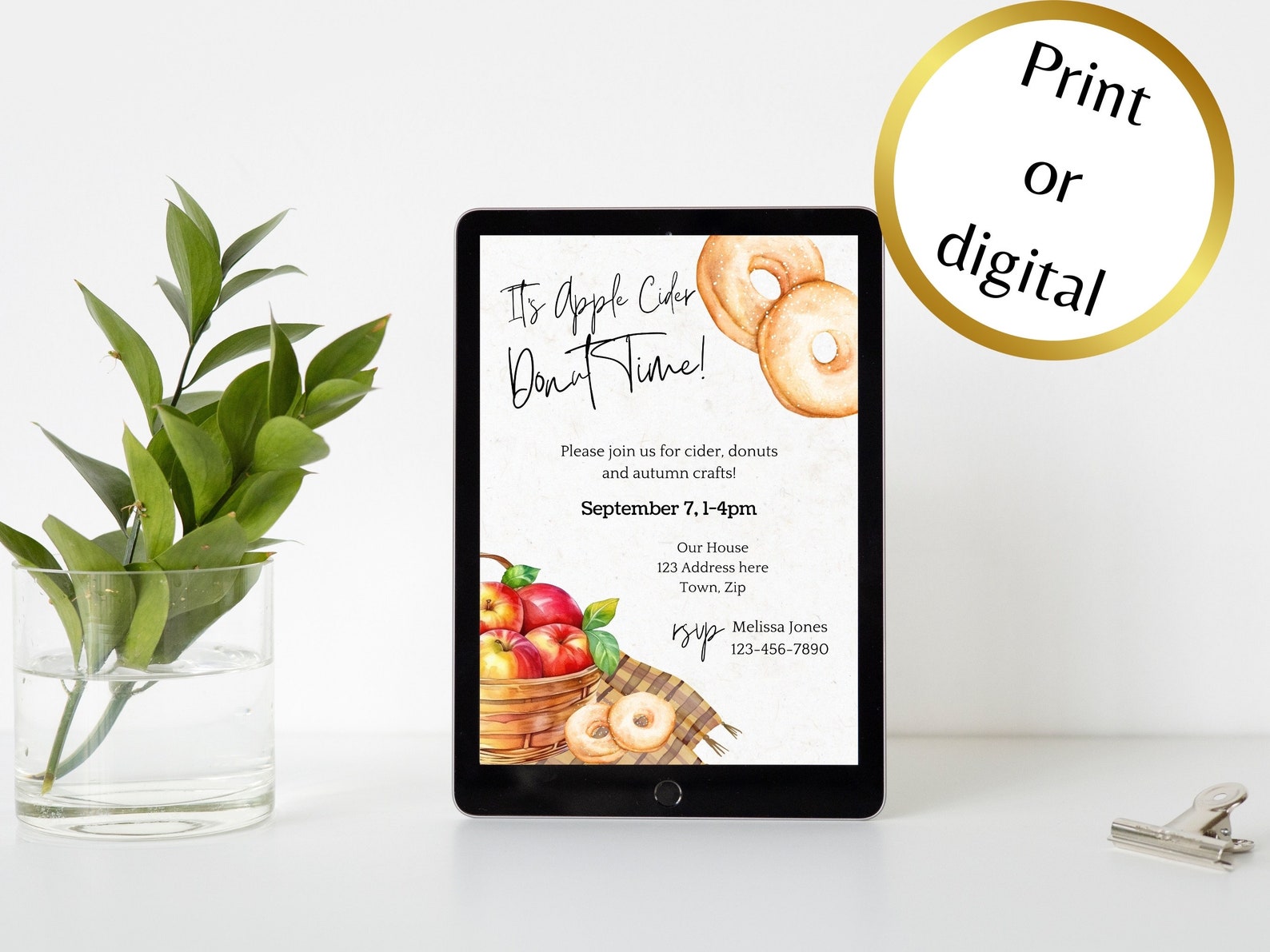 Donut Party Editable Invitation Apple Cider Donut Invite Kids Party ...