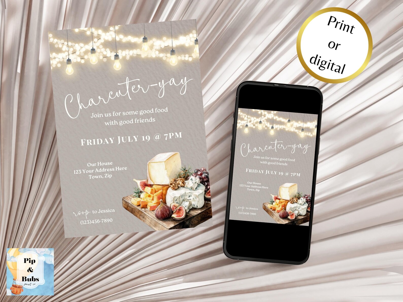 Charcuterie Party Editable Invitation Charcuter-yay Invite Snacks Canva ...