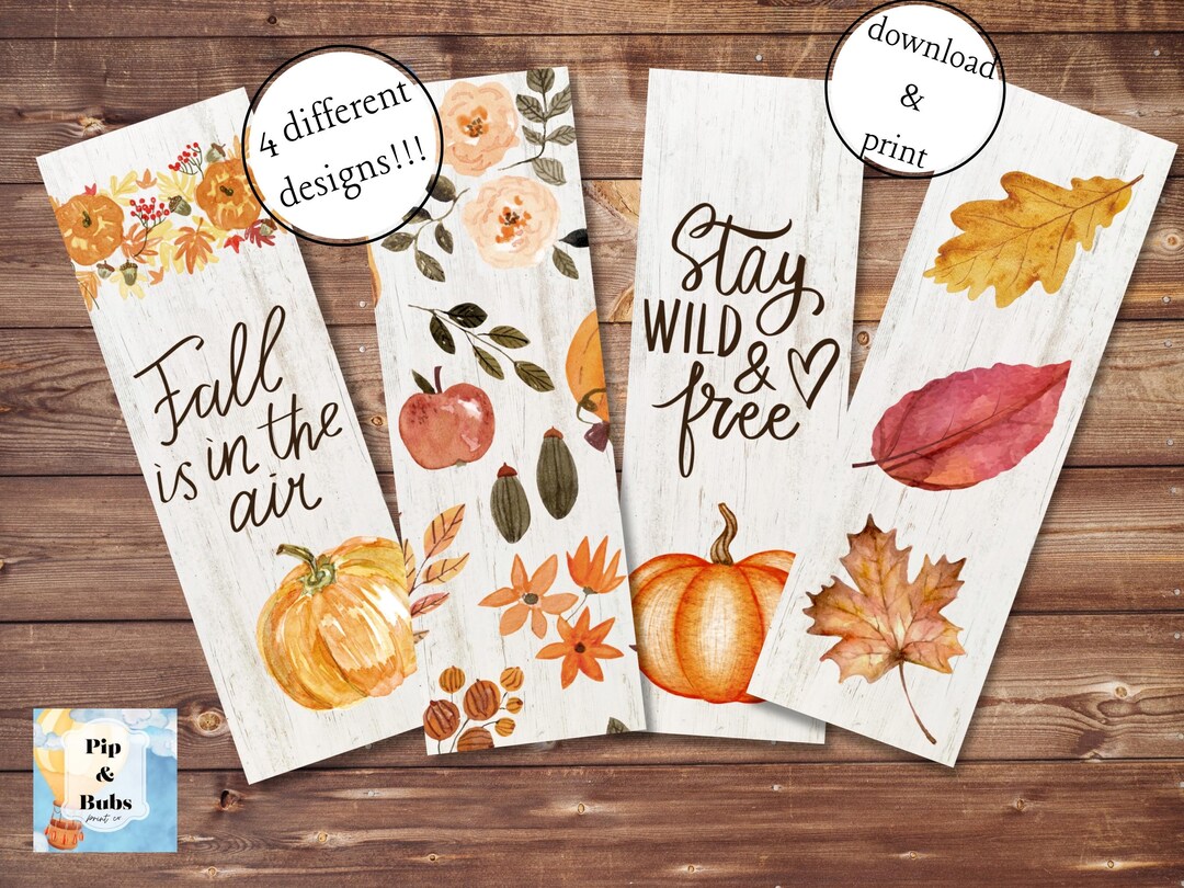 Fall Printable Bookmarks Fall is in the Air Pumpkin Printables - Etsy