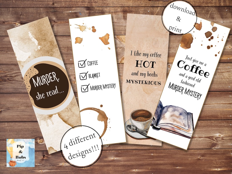 Coffee Lover Printable Bookmarks Murder Mystery Fan Book Lovers - Etsy