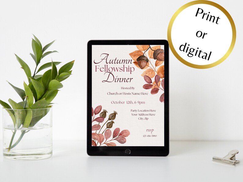 Christian Fellowship Editable Invitation Autumn Fall Ladies Fellowship ...