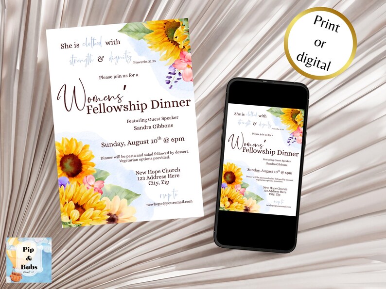 Editable Fellowship Dinner Invitation Canva Invitations Digital Invite ...