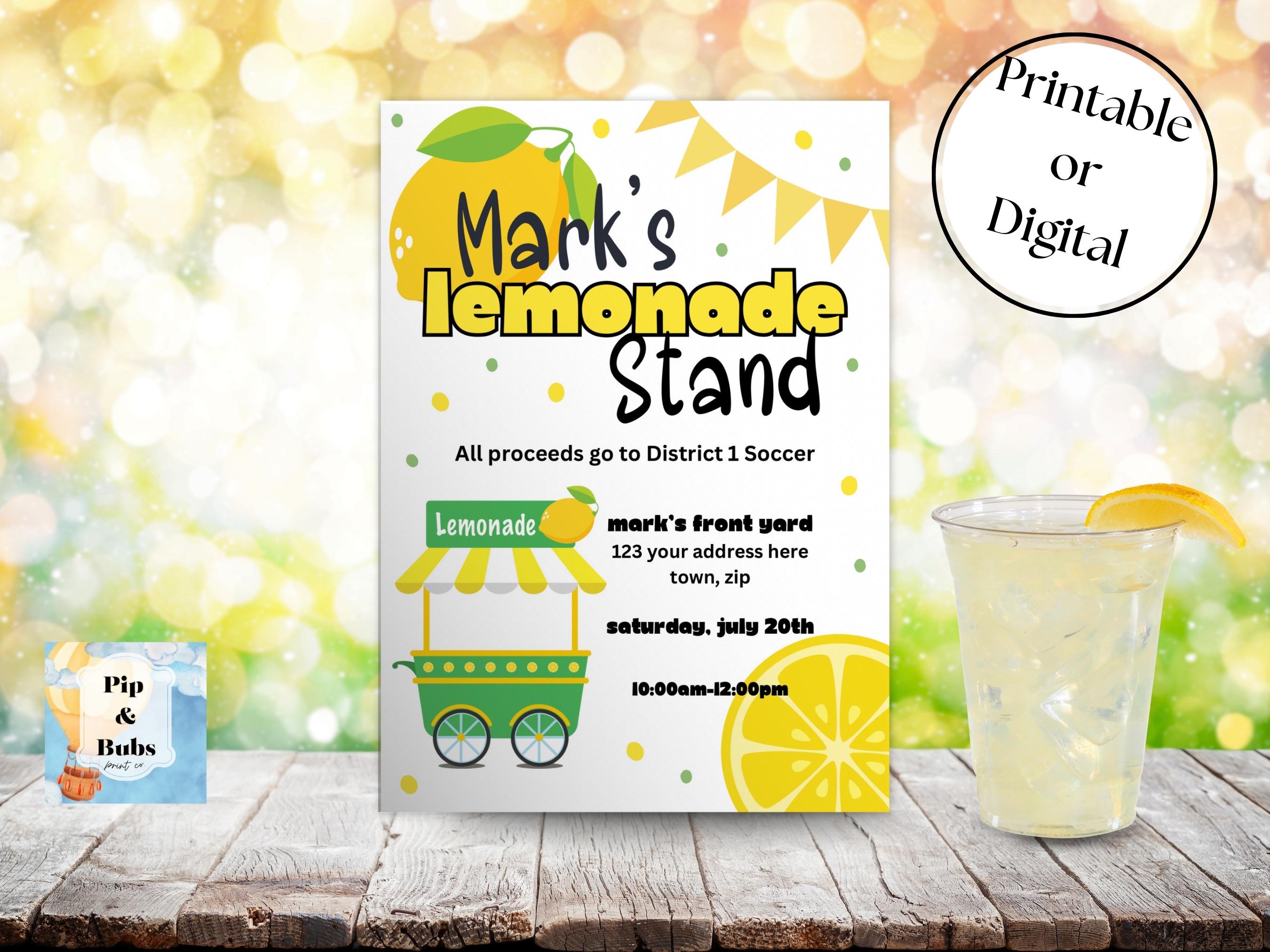 Lemonade Stand Flyer Printable Digital Download for Fundraising ...