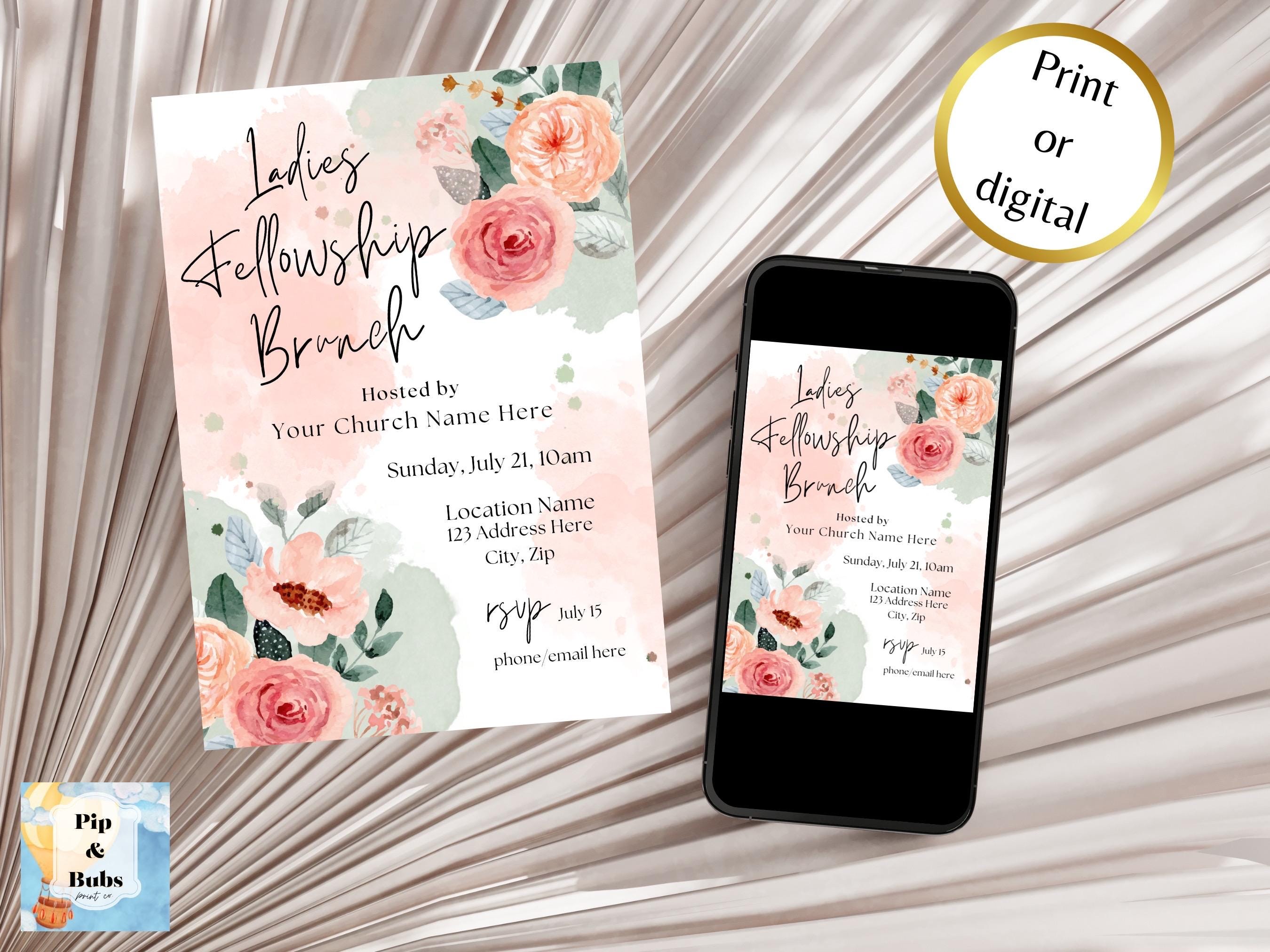 Women’s Fellowship Editable Invitation Ladies Brunch Christian Bible ...