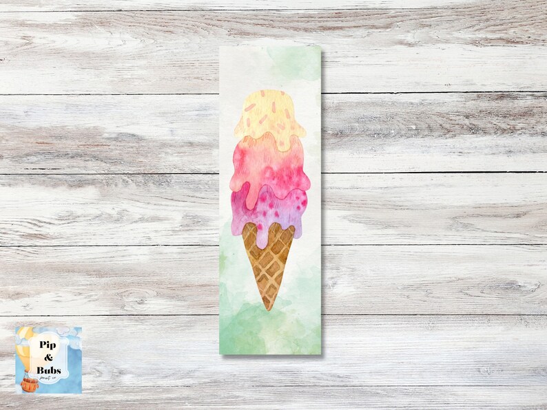 Kids Printable Bookmarks Ice Cream Treats Set of 4 Girls Gift Book ...