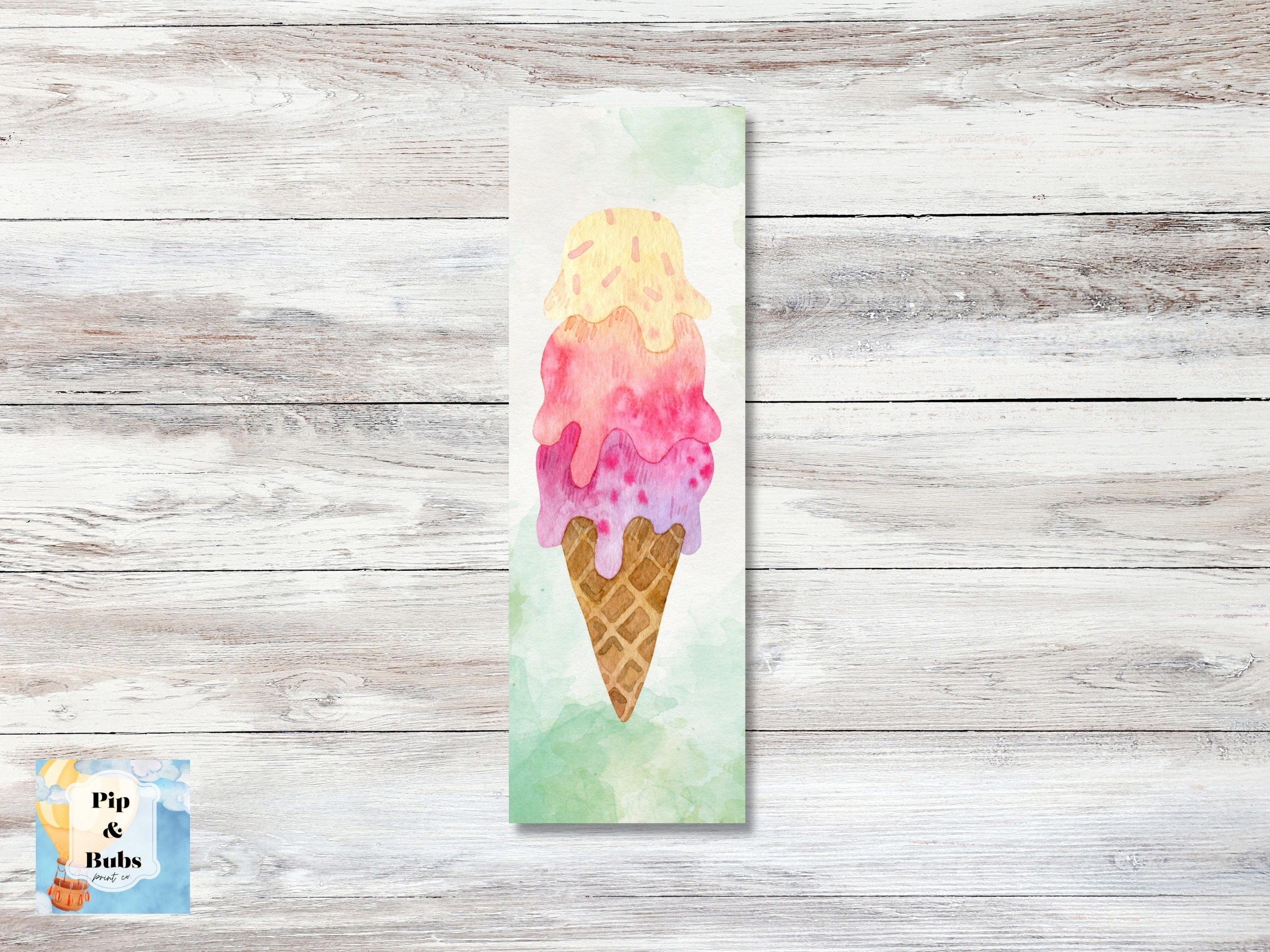 Kids Printable Bookmarks Ice Cream Treats Set of 4 Girls Gift Book ...