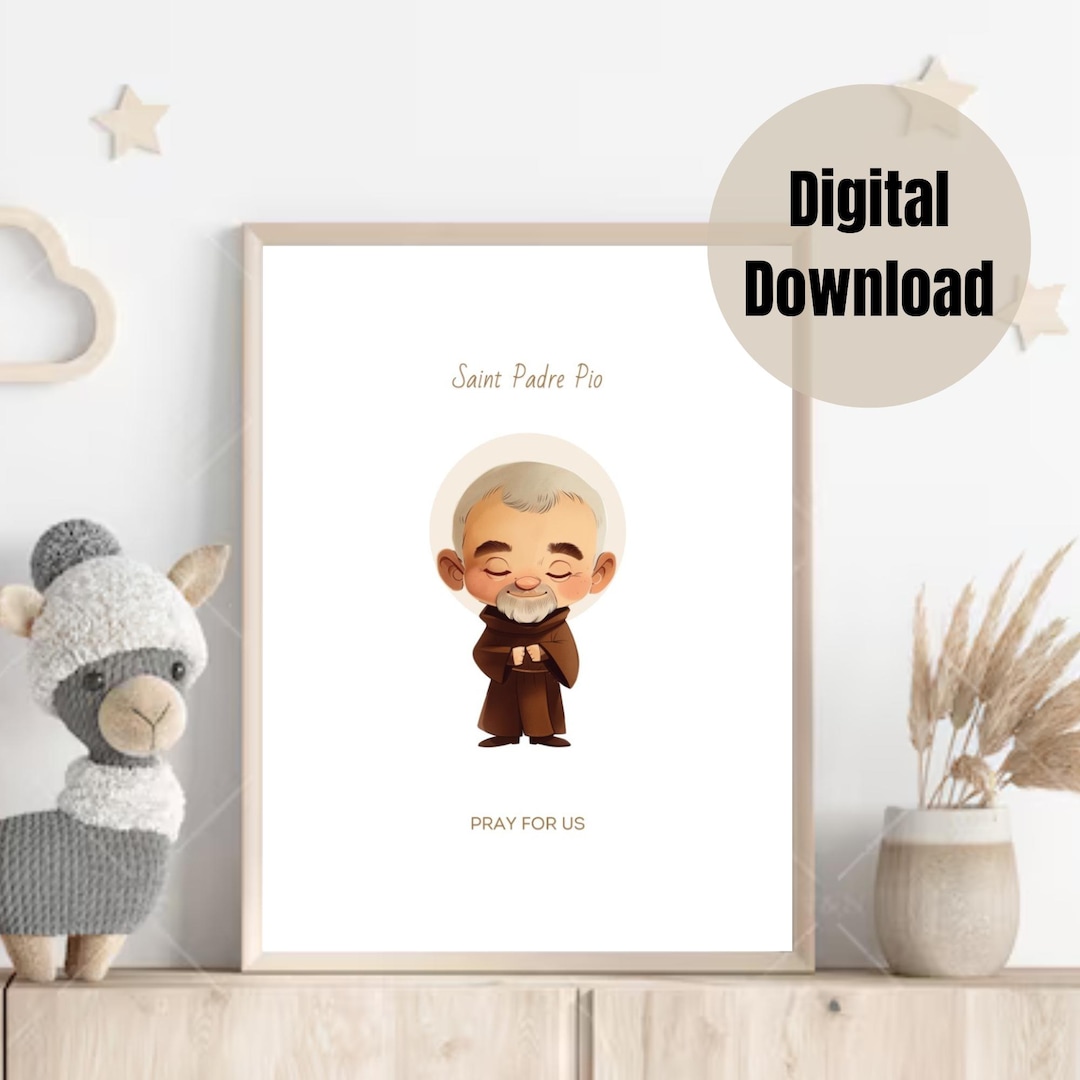 Catholic Nursery Wall Art, Saint Padre Pio, Catholic Baby Gift, Saints ...