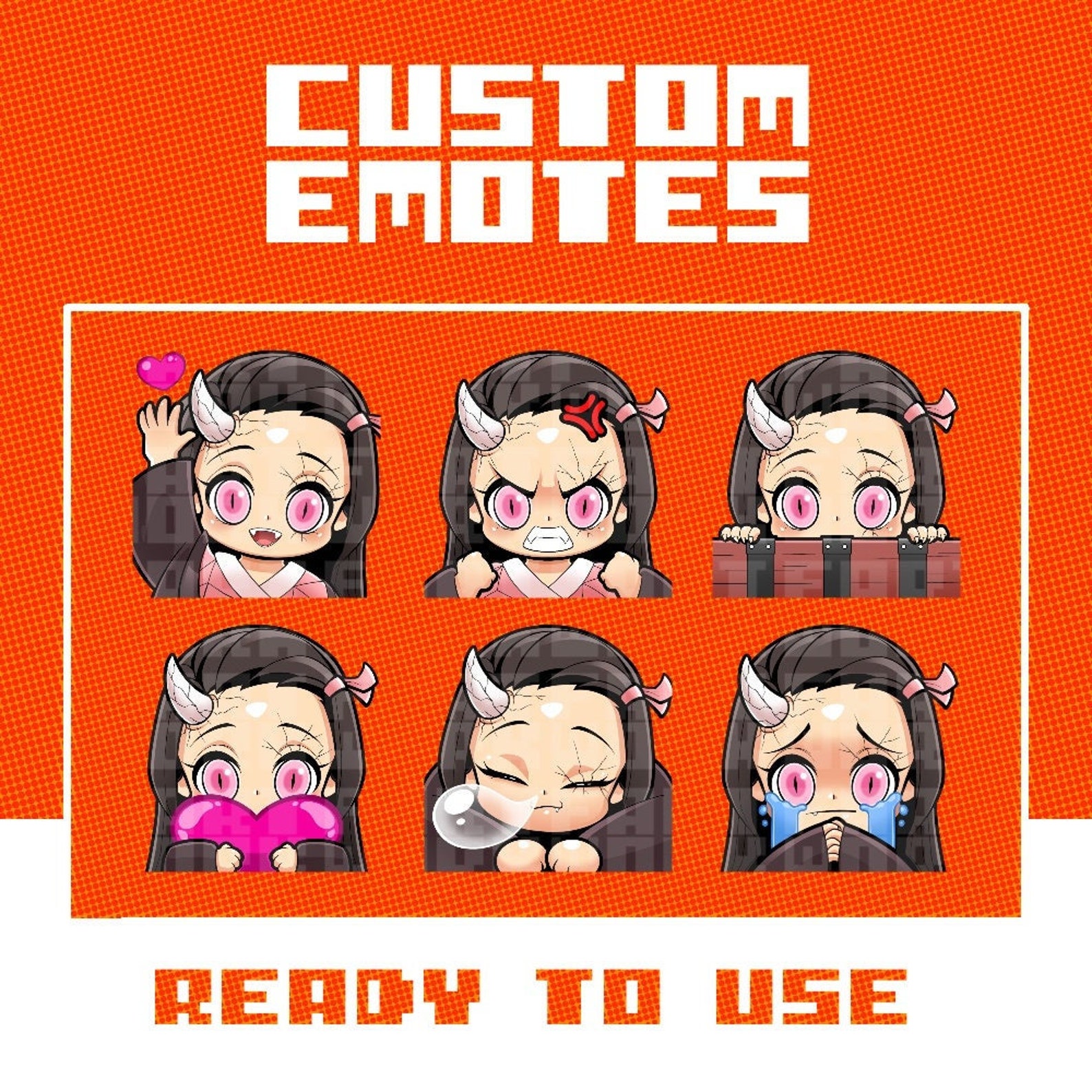 Samurai Demon Girl Chibi Twitch Emotes and Kick Emotes - Etsy