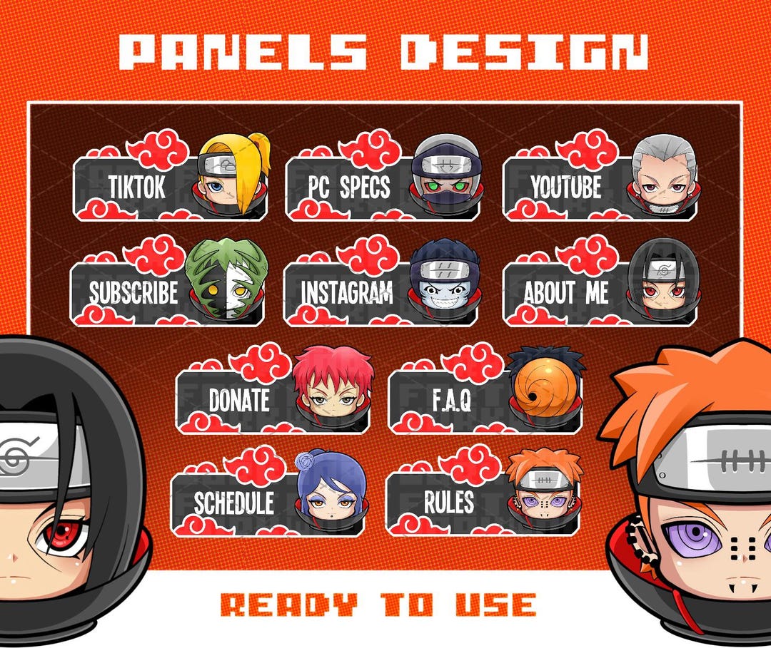 Ninja Team Red Cloud Panels Design With Chibi Style - Etsy