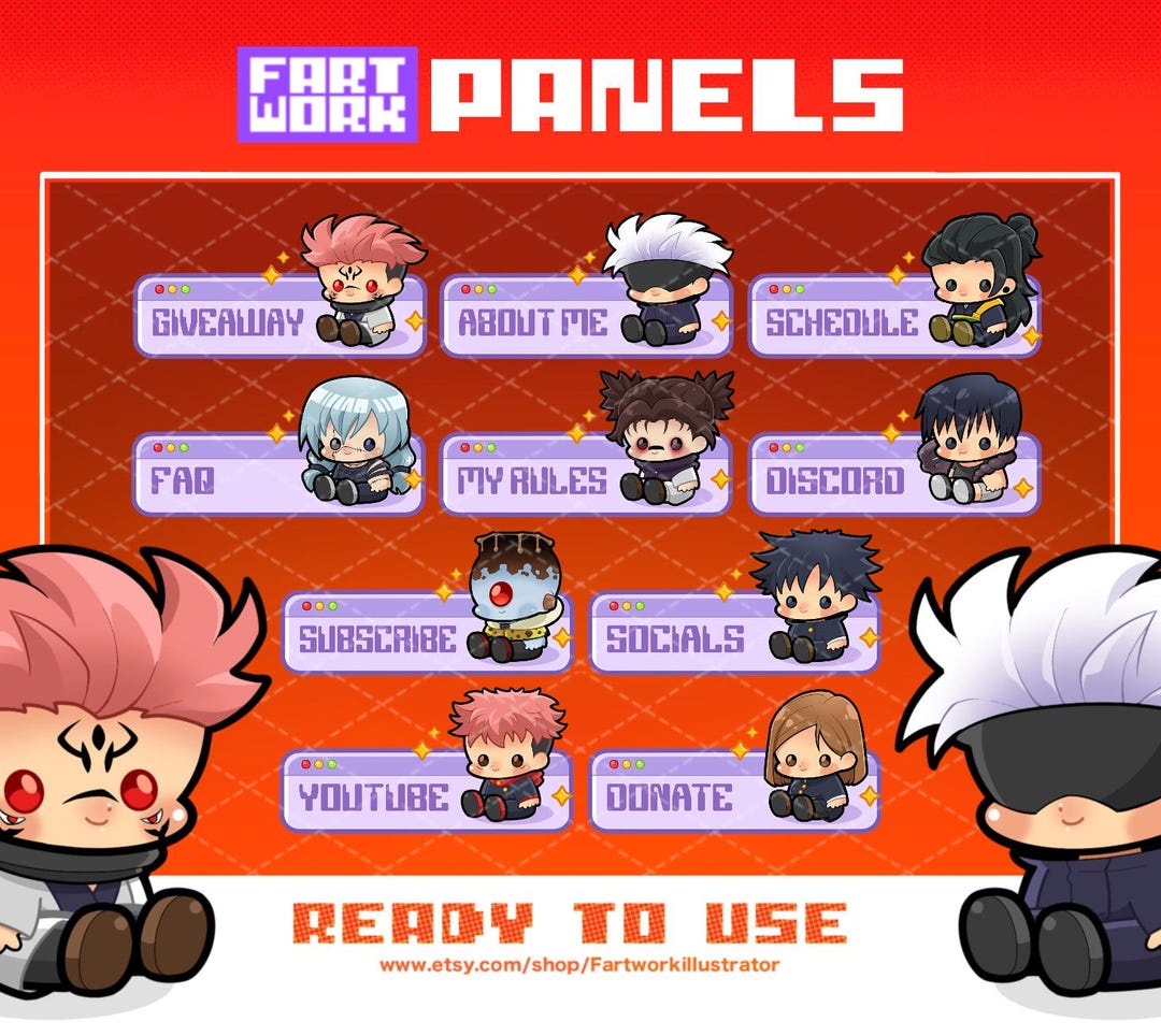 Witch Chibi Jjk for Twitch Panels or Kick - Etsy