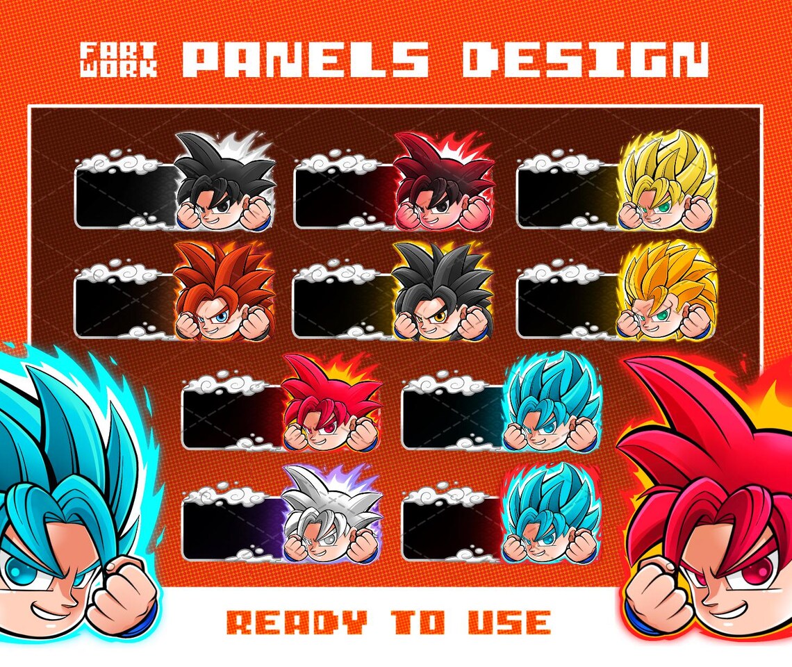 Saiyan Chibi Twitch Panels and Kick Panels SSJ Anime Chibi - Etsy