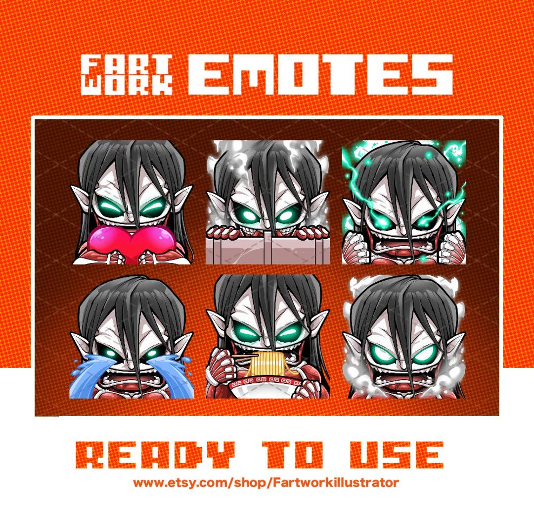 AOT Titan Chibi Anime Style Twitch Emotes or Kick Emotes - Etsy