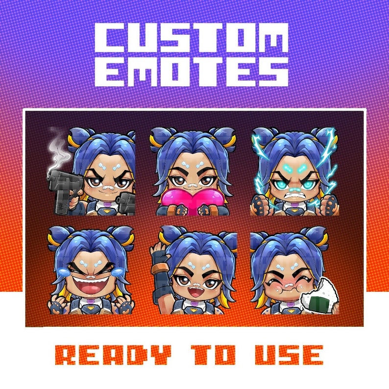 Cute Chibi Valorant Neon Emotes for Twitch or Kick - Etsy