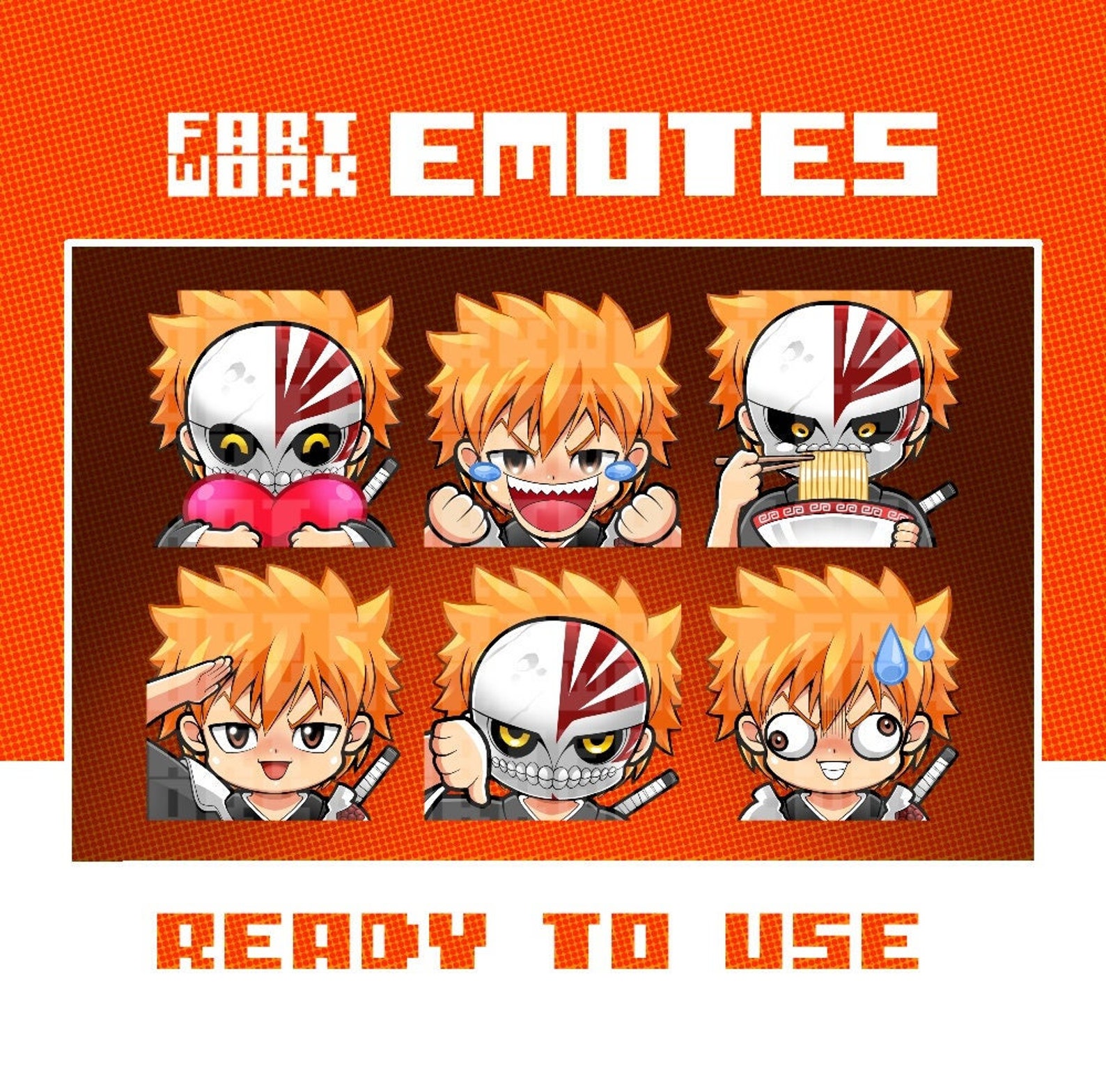 Samurai Shinigami Chibi Twitch Emotes and Kick Emotes - Etsy